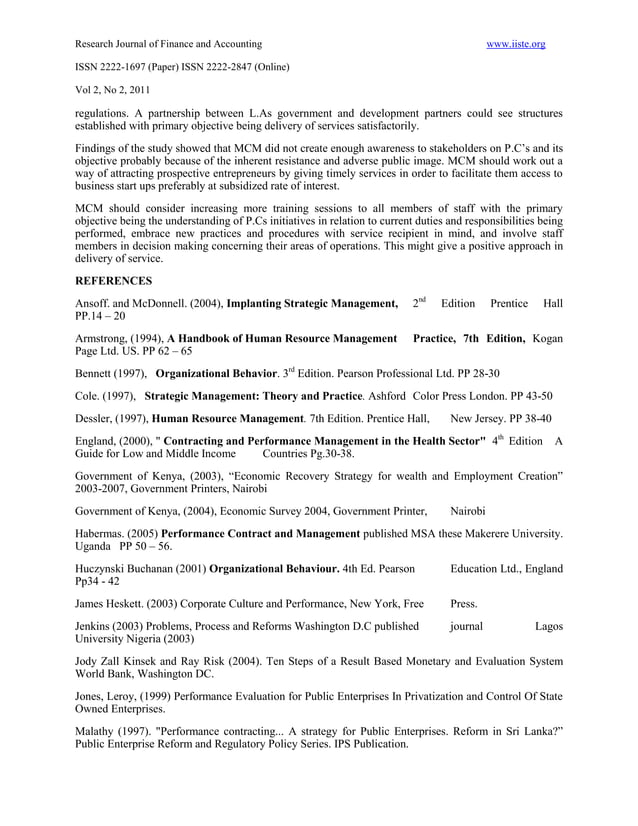 4 factors affecting implementation of performance contract | PDF