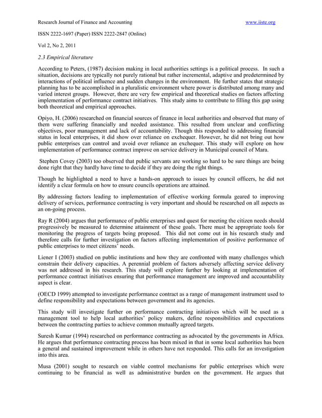 4 factors affecting implementation of performance contract | PDF