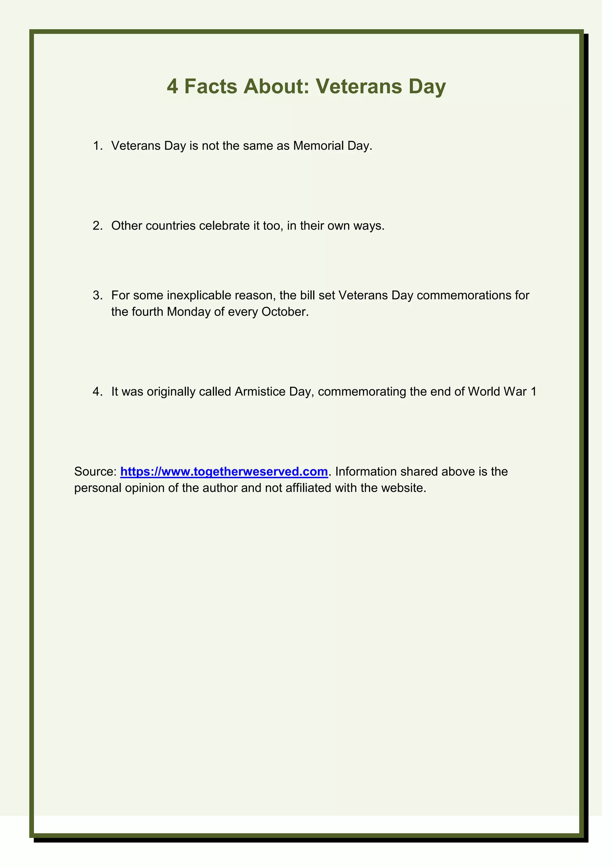 4 Facts About: Veterans Day | PDF