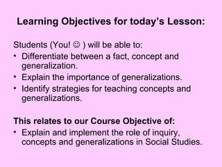 4 facts, concepts and generalizations jan 19 | PPT