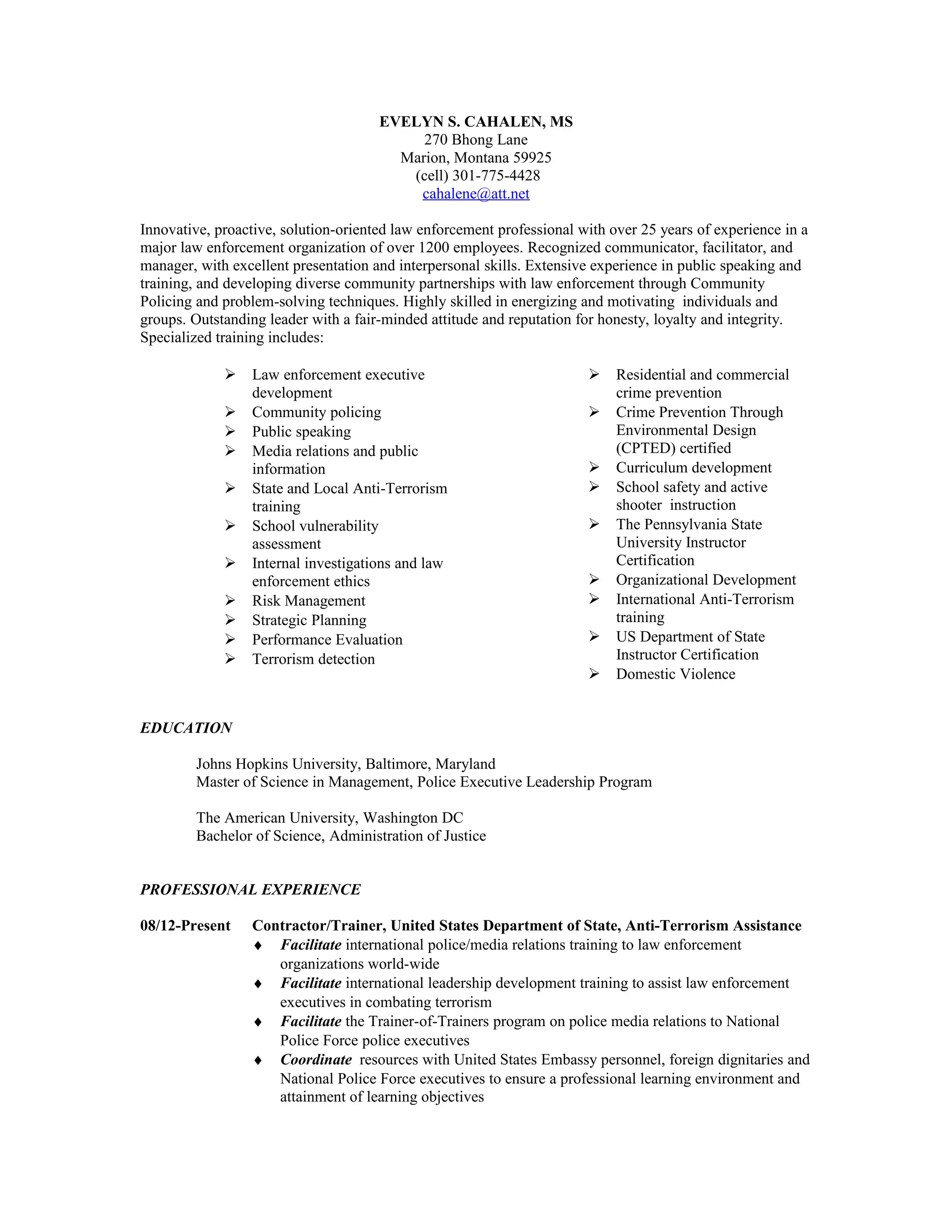Evelyn Cahalen resume 2016 | PDF
