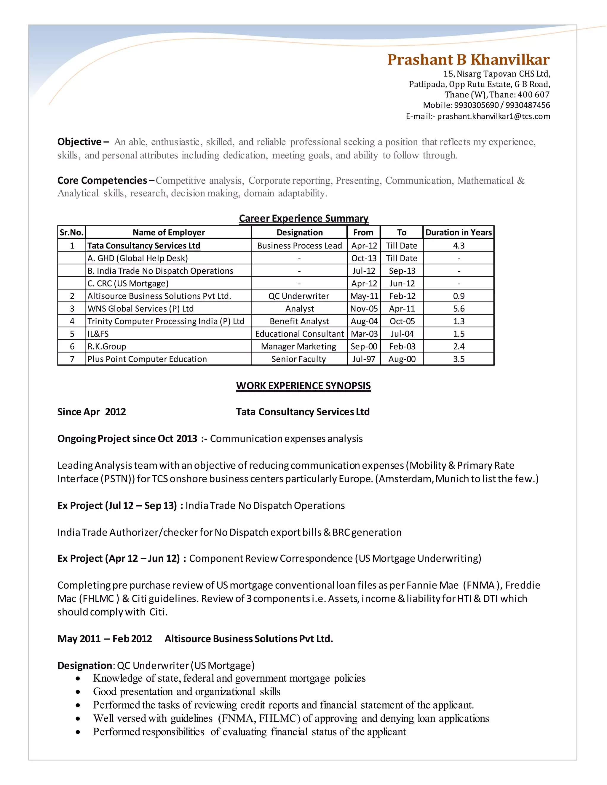 Prashant B Khanvilkar Updated | DOCX