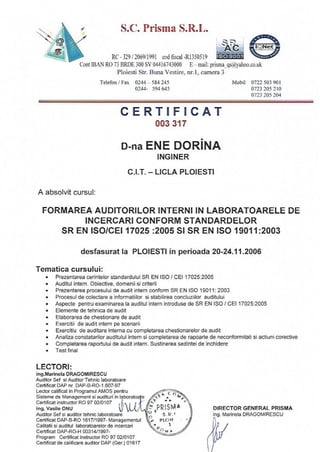 certificat auditor intern | PDF