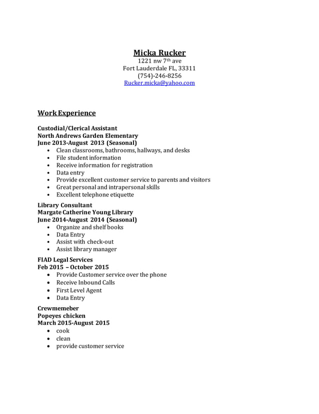 Micka Rucker Resume2016 | PDF