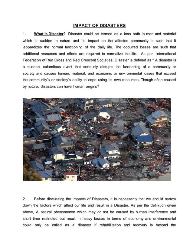 IMPACT OF DISASTERS | PDF