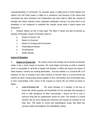 IMPACT OF DISASTERS | DOCX