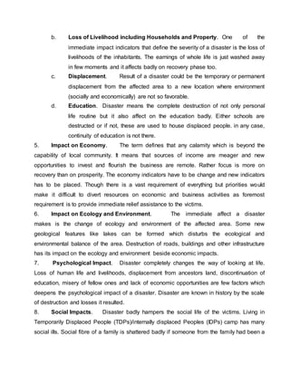 IMPACT OF DISASTERS | DOCX