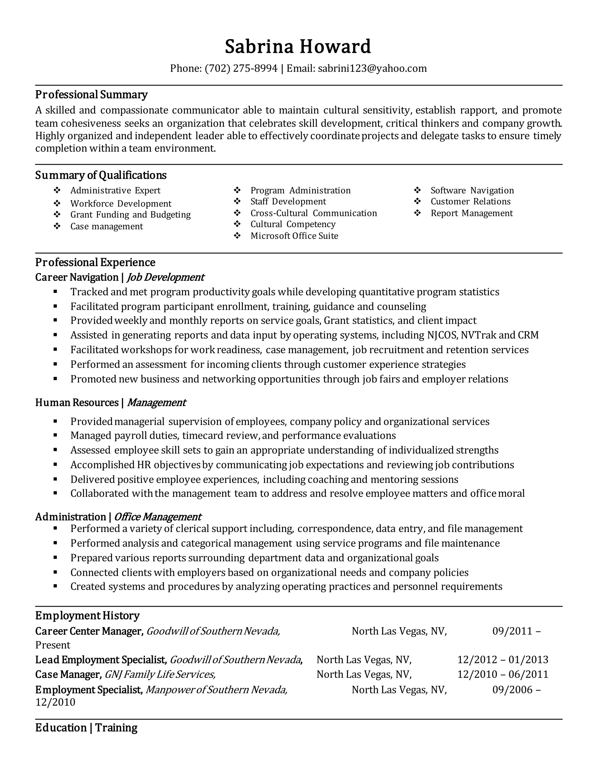 S Howard func resume | PDF