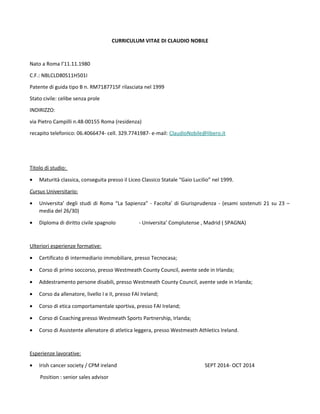cv nobile claudio | PDF