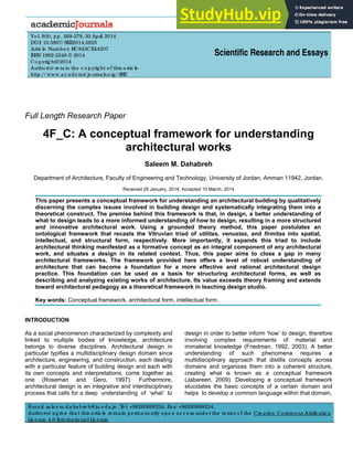 4F C A Conceptual Framework For Understanding Architectural Works | PDF