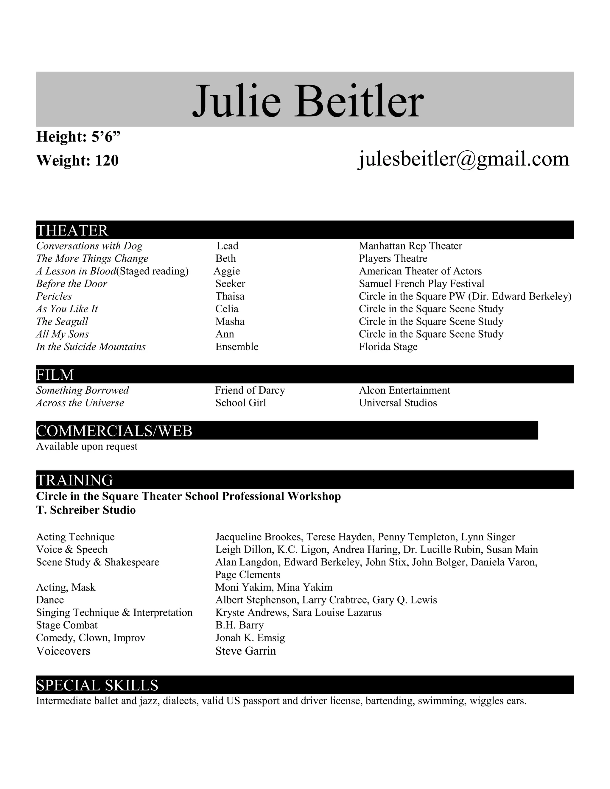 Julie Beitleractingr | DOC