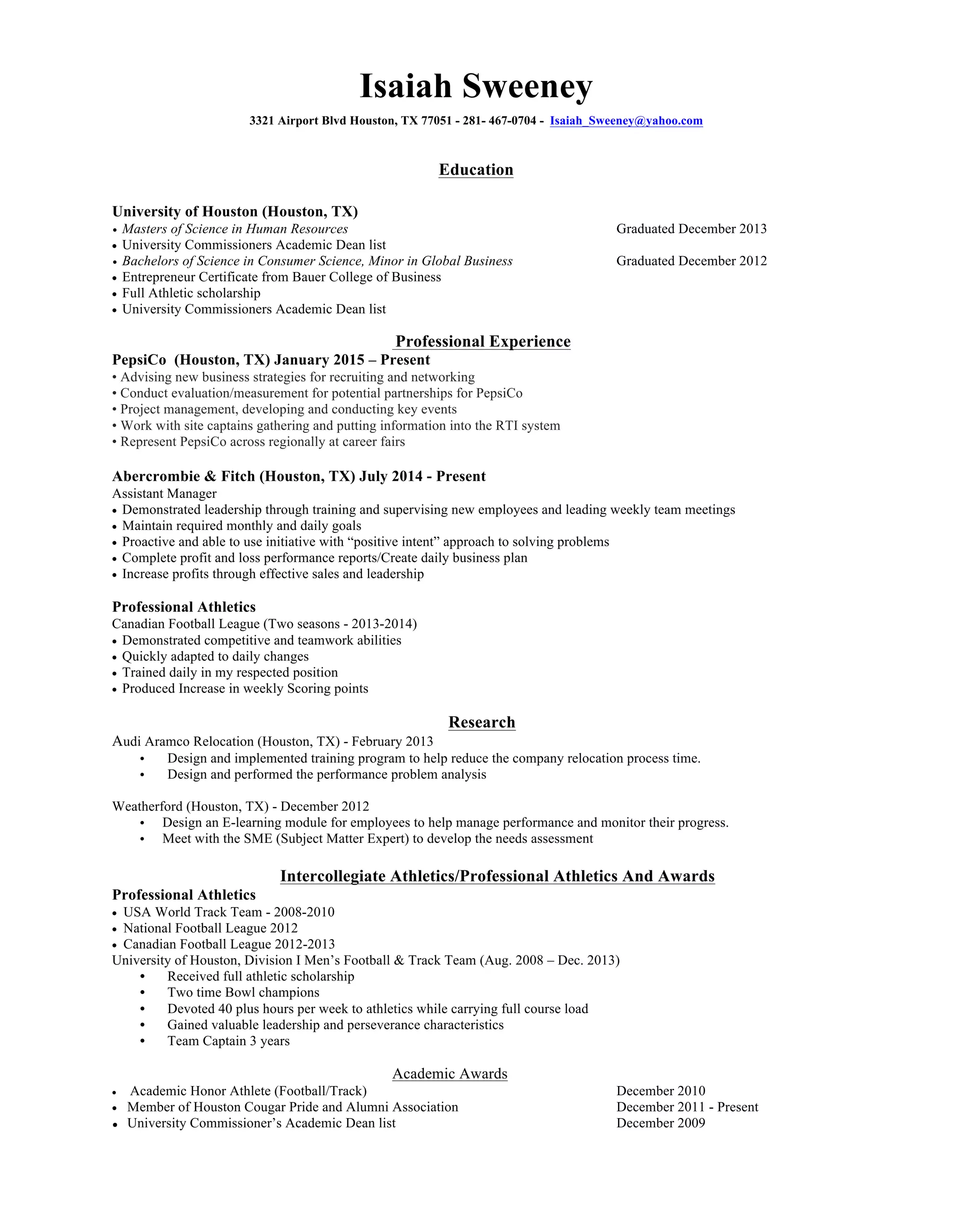 Isaiah Sweeney Resume 2015 | PDF