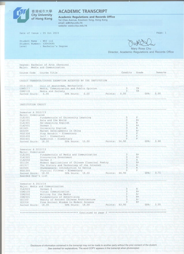 Academic Transcript | PDF