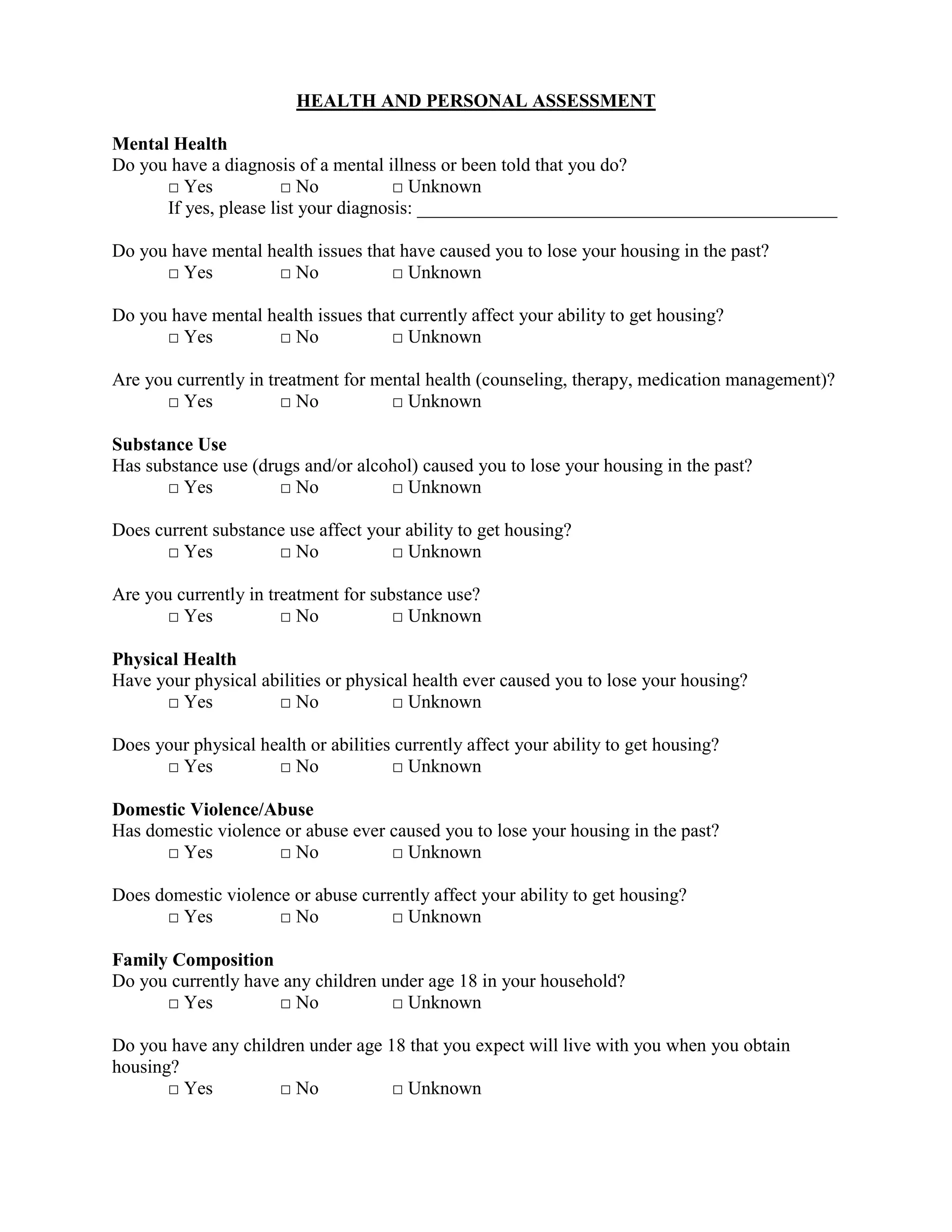 CSS Intake and Barriers to Housing Stability Assessment | PDF