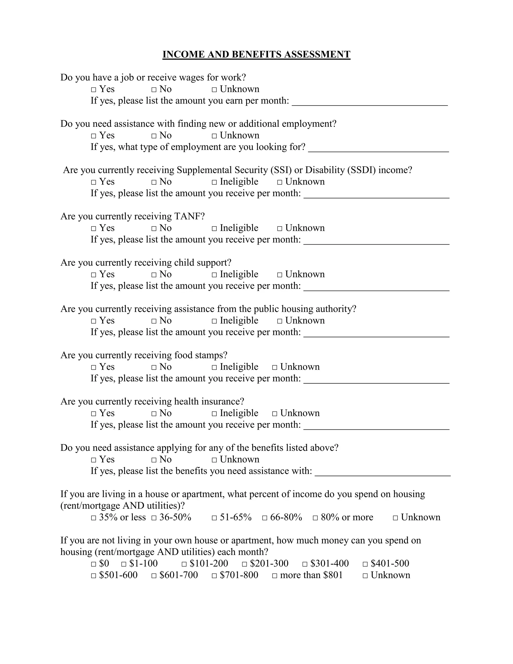 CSS Intake and Barriers to Housing Stability Assessment | PDF