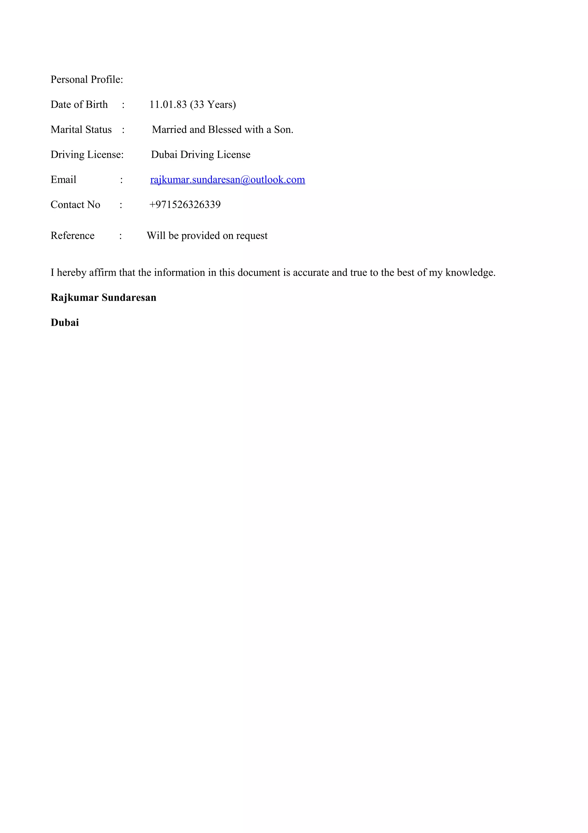 Rajkumar New CV | PDF