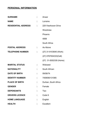 CV - Lorraine Anwar 2 | DOC