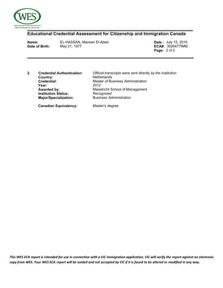 WES credential MBA BEng | PDF