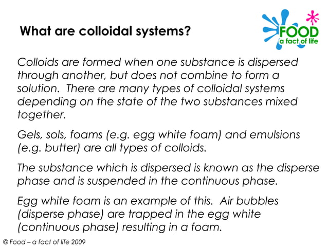 Functions of colloidal systems in Food Products | PPT | Chemistry | Science