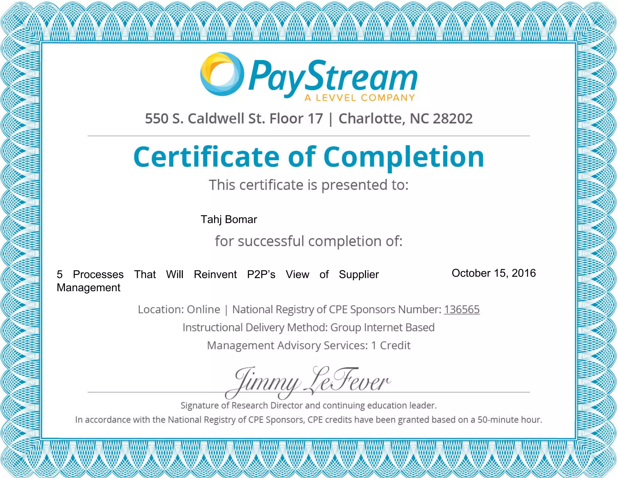 certificate paystream 5 processes that will reinvent p2p supplier ...