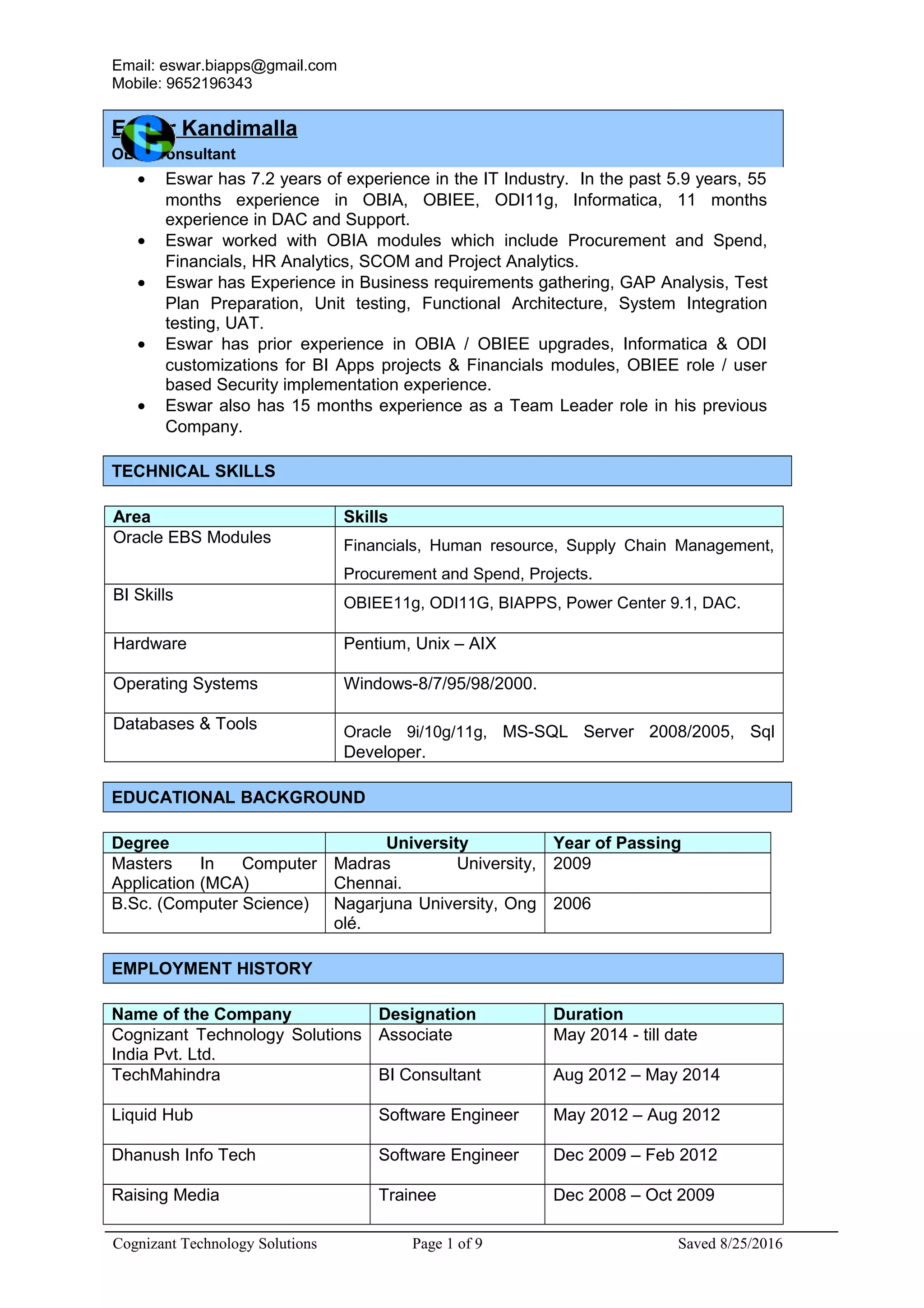 Resume_Eswar Kandimalla | PDF