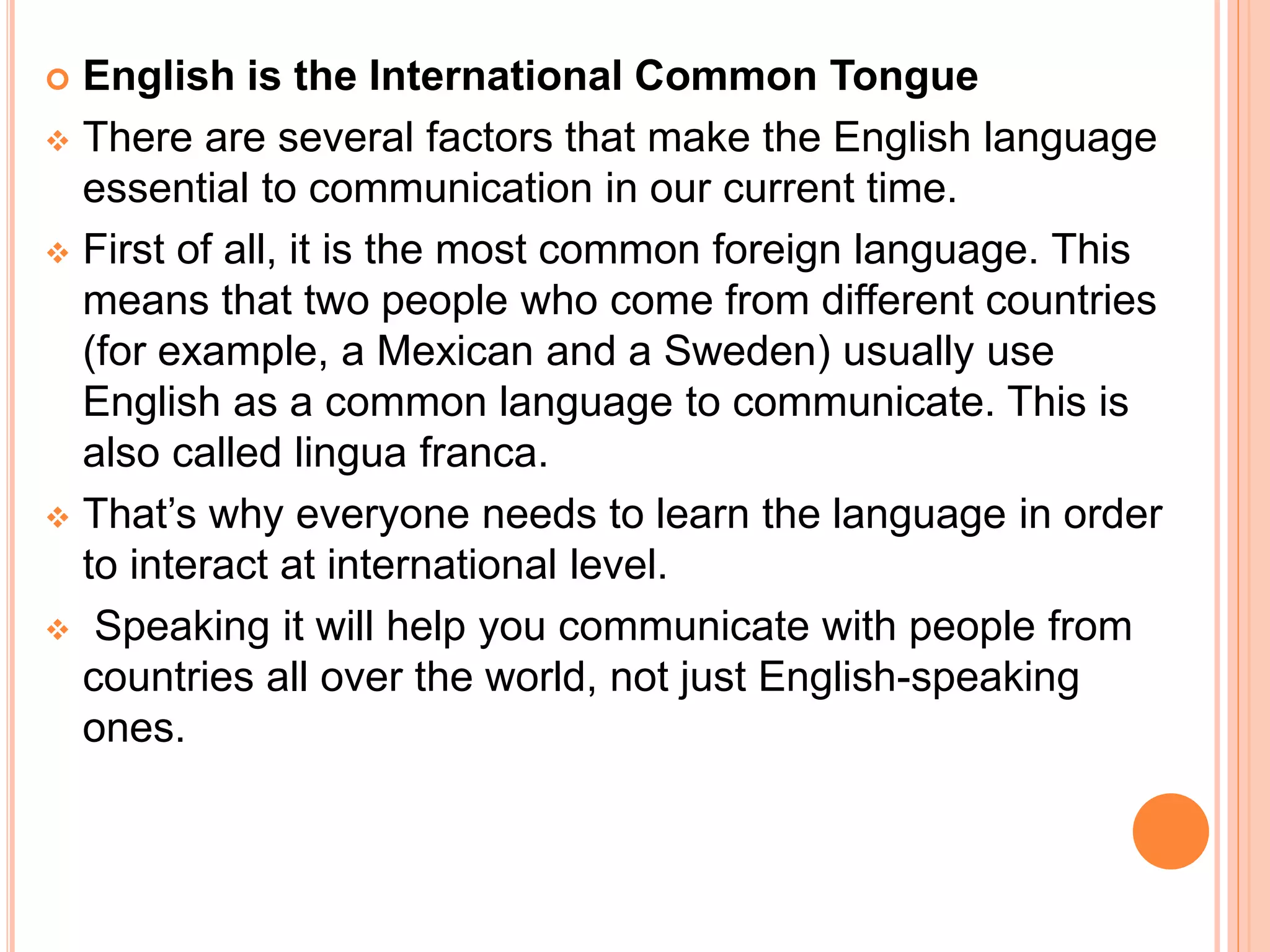 Importance of English | PPTX