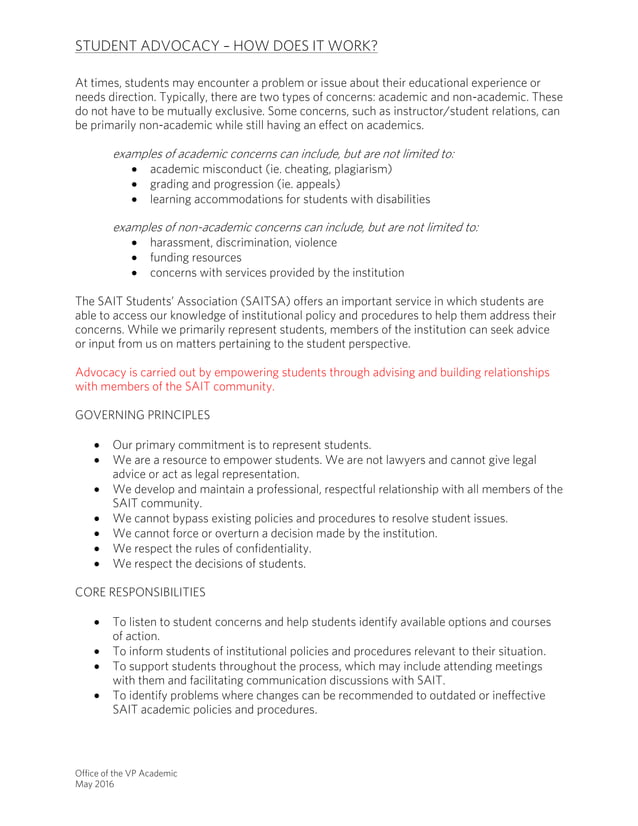 STUDENT ADVOCACY - HOW DOES IT WORK | PDF