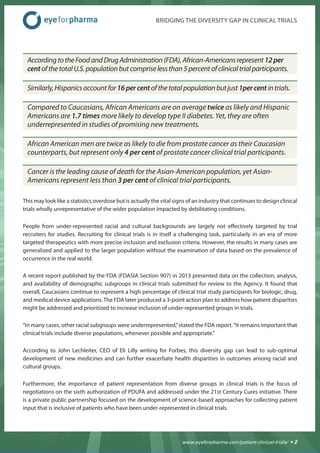 Bridging the diversity gap in Clinical Trials | PDF