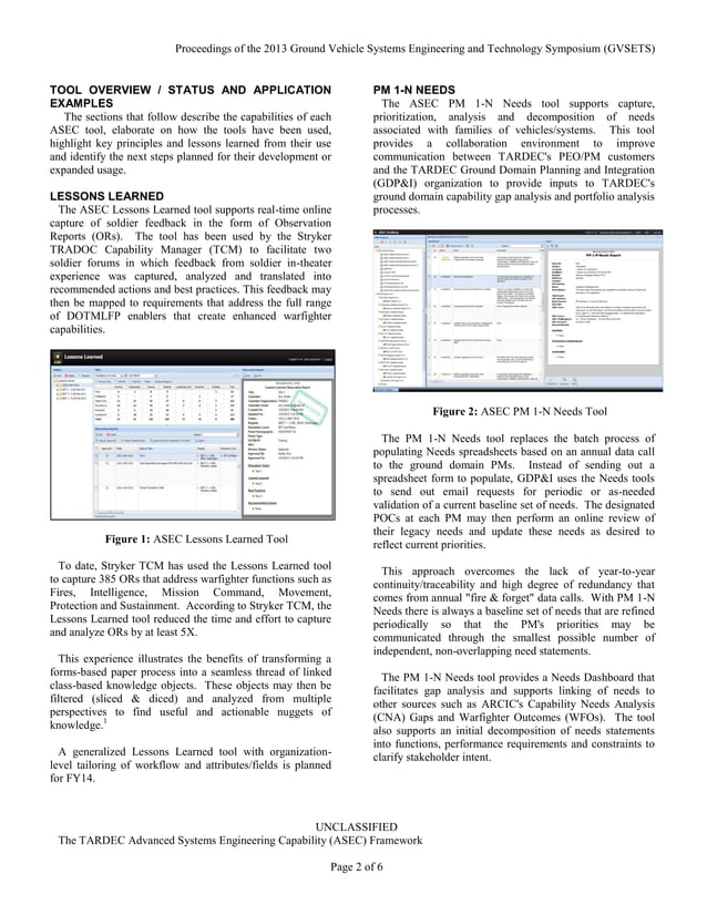 The TARDEC Advanced Systems Engineering Capability ASEC Framework(5) | PDF