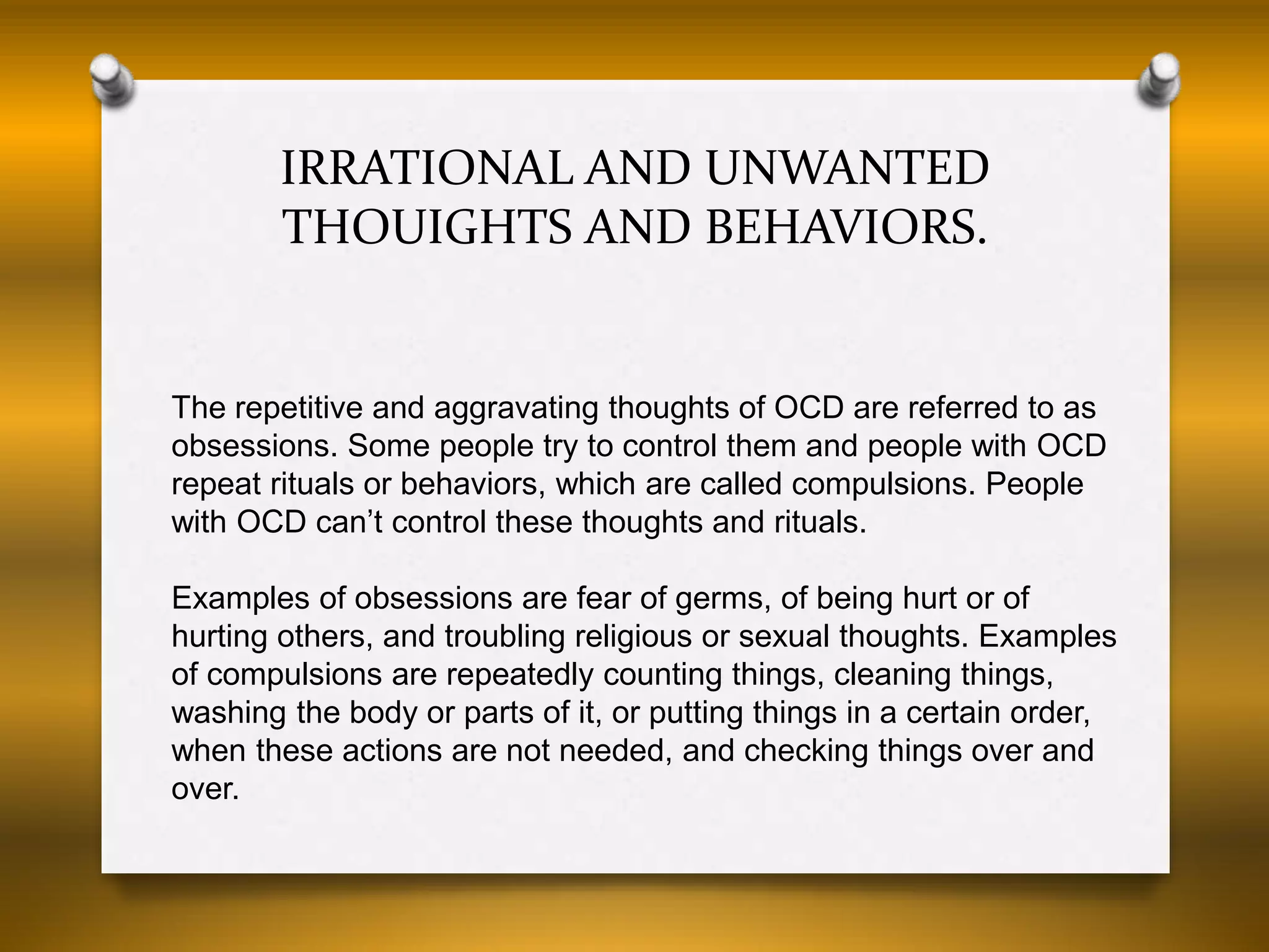 OBSSESIVE-COMPULSIVE DISORDER | PPTX