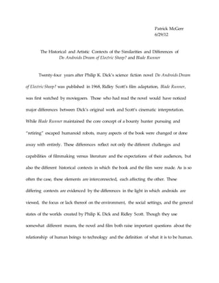 Blade Runner Essay Draft 2 | PDF