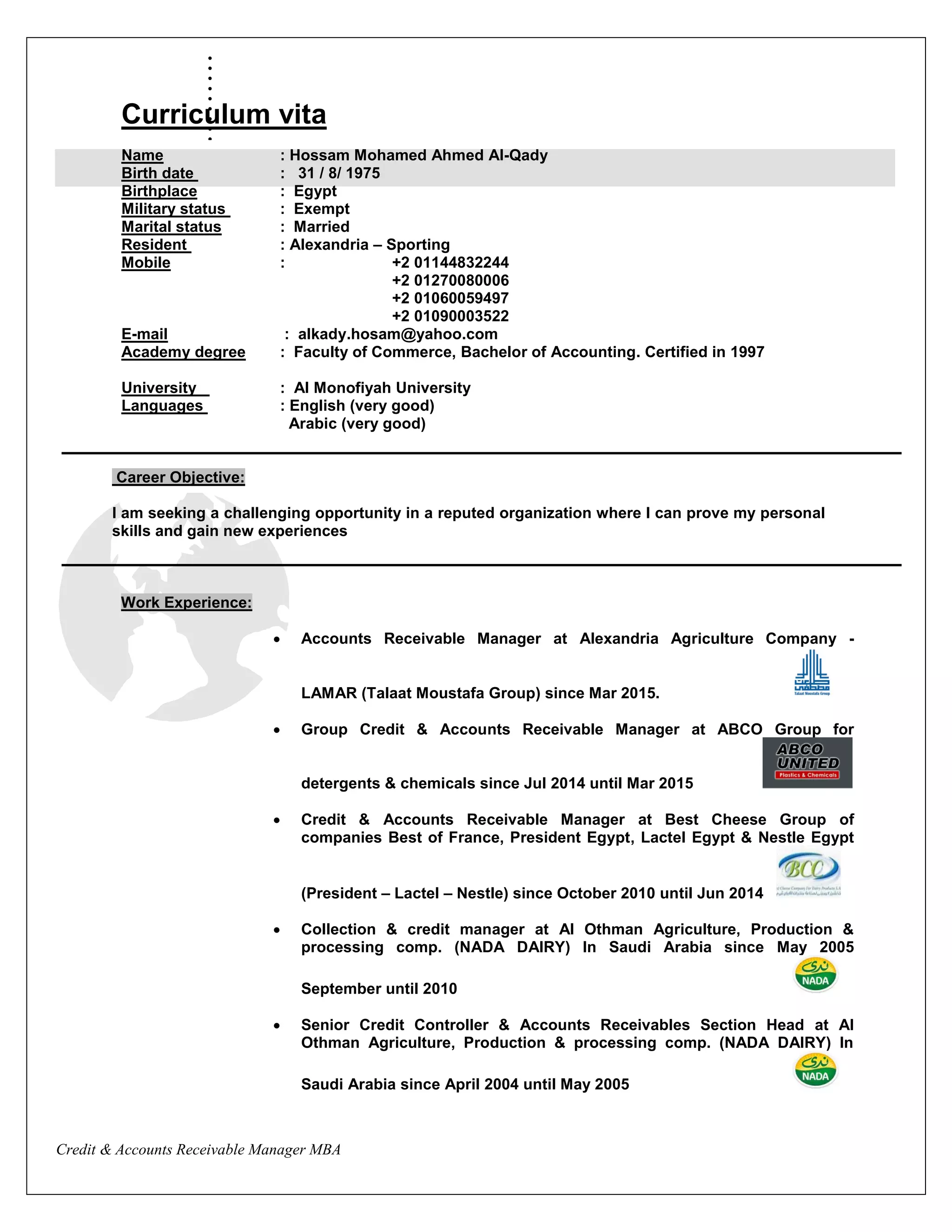 Credit & Accounts Receivable Manager MBA | PDF