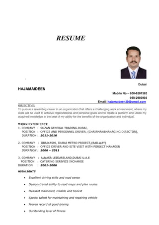 HAJAMAIDEEN DRIVER RESUME 10 EXP-1 | DOC