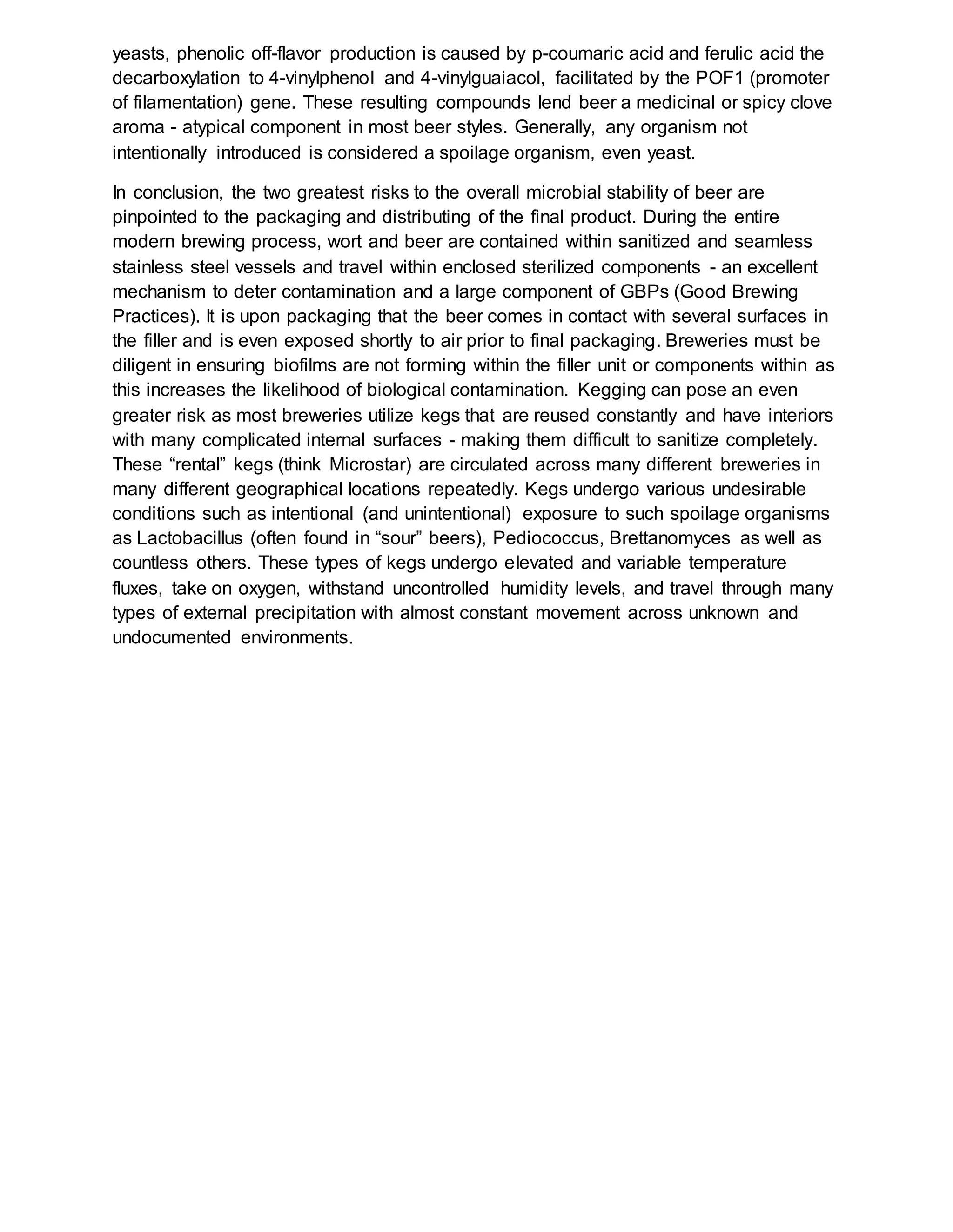 Bacterial Contaminants in Brewing | DOCX