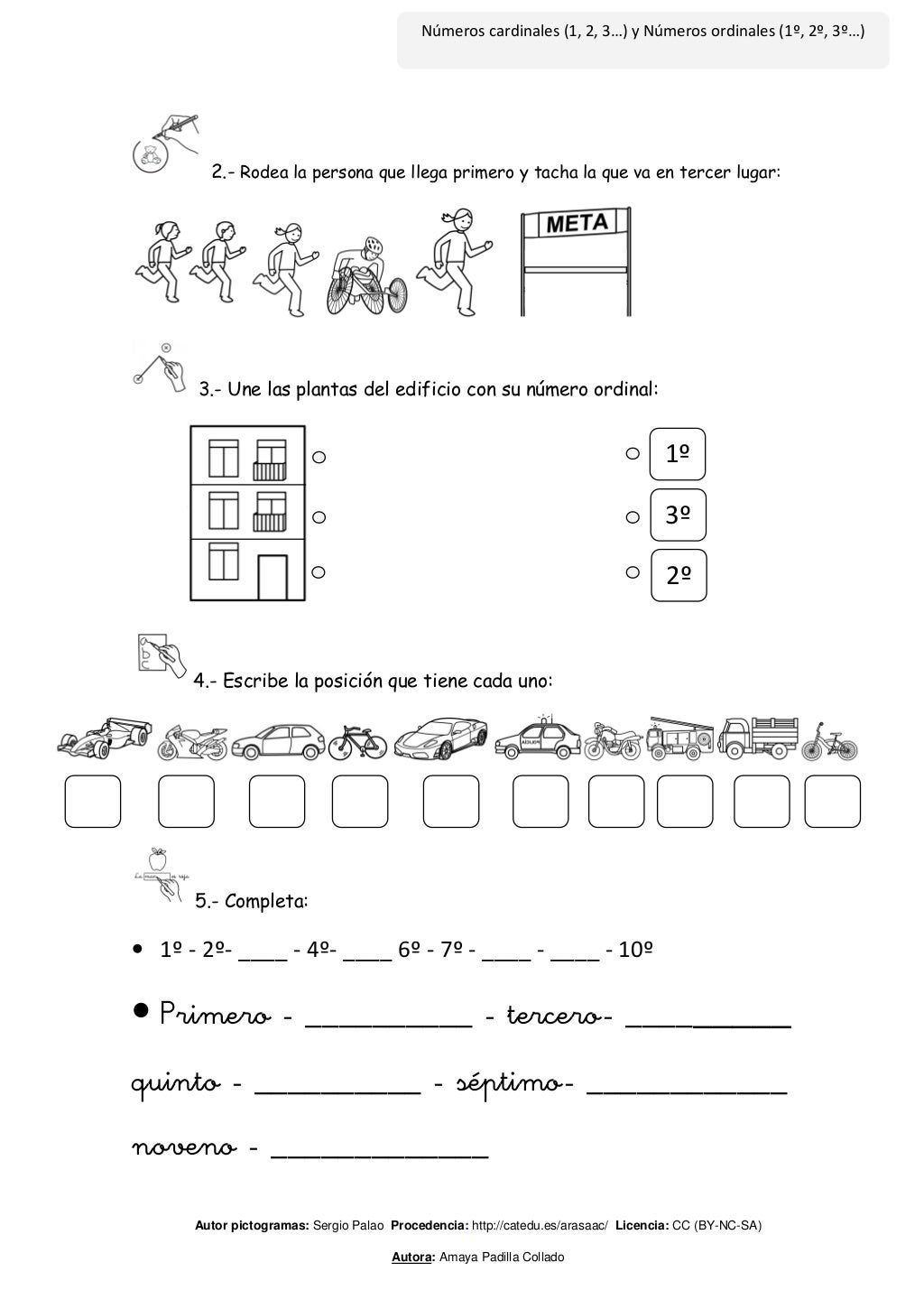 4 fichas numeros_cardinales_y_ordinales