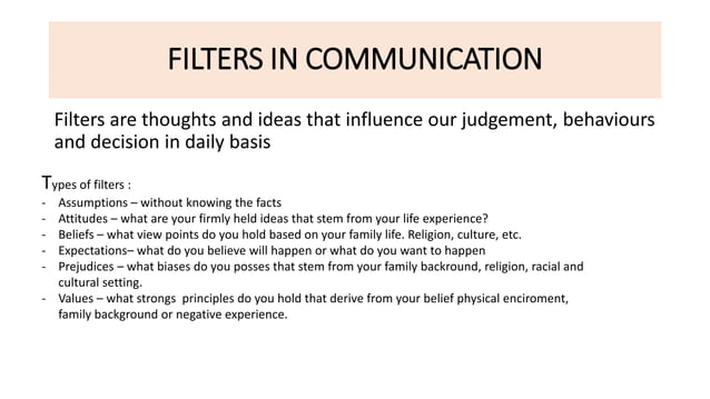 4) filters and perception in communication | PPTX