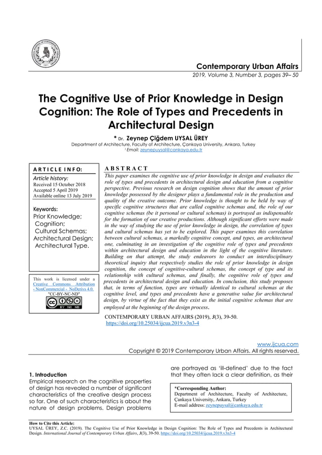 The Cognitive Use of Prior Knowledge in Design Cognition: The Role of ...
