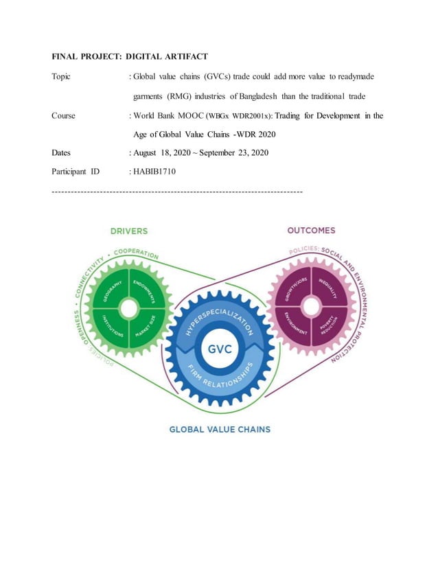 Global value chains (GVCs) trade could add more value to readymade ...