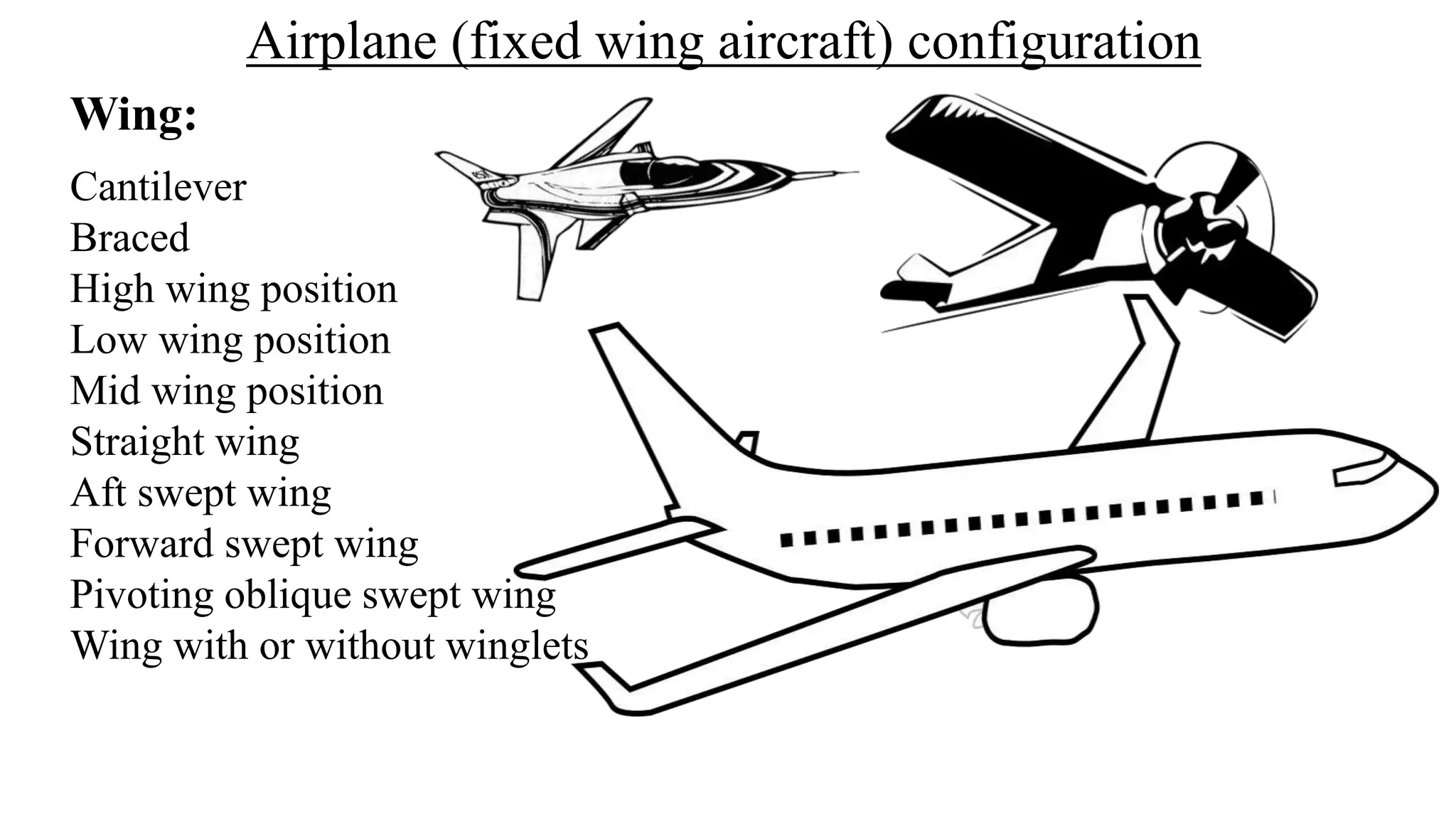 Airplane (fixed wing aircraft) configuration and various parts | Flight ...