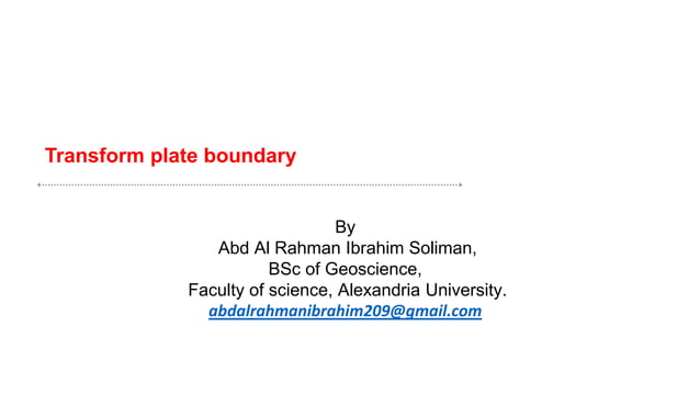 Transform plate boundary | PPTX | Geography | Science