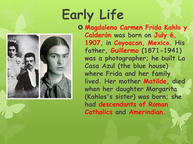 Frida kahlo Biography by Isabel | PPTX | Death, Injury, or Military ...