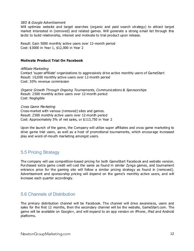 4 Game Inc Business Plan