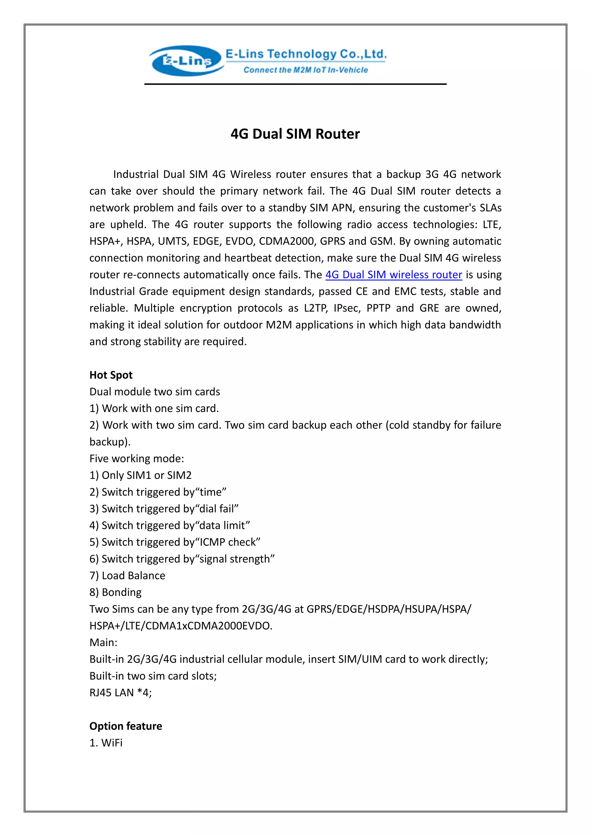4G Dual SIM Router | PDF