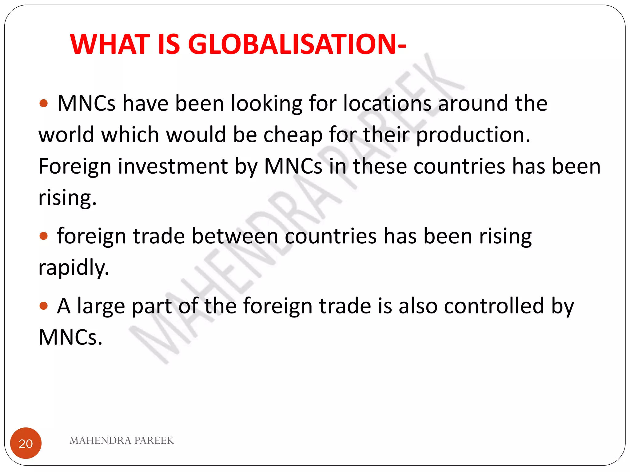 GLOBALISATION AND INDIAN ECONOMY CLASS 10 X NCERT CBSE | PDF