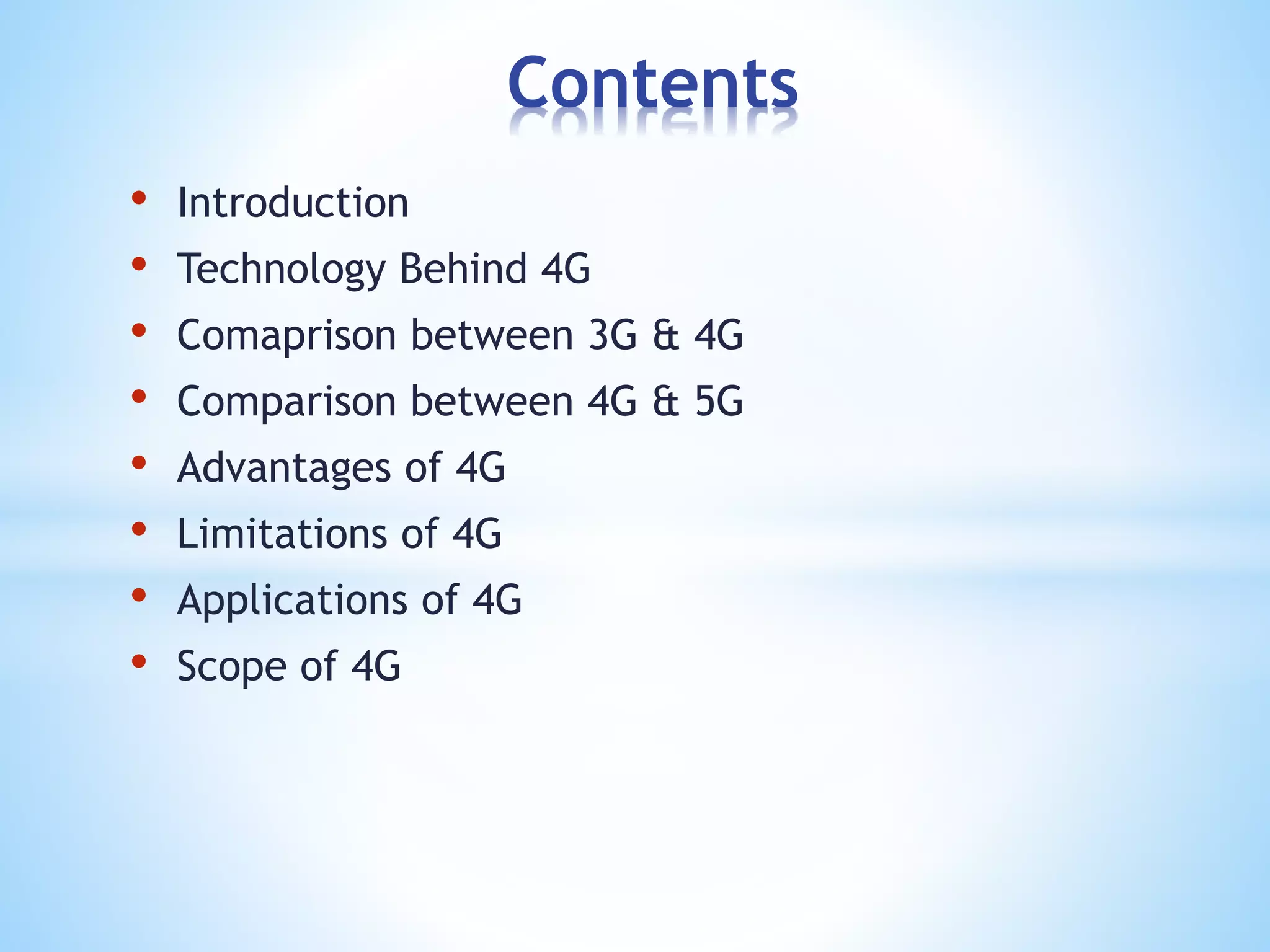 4g mobile technology and it’s comparisons | PPTX