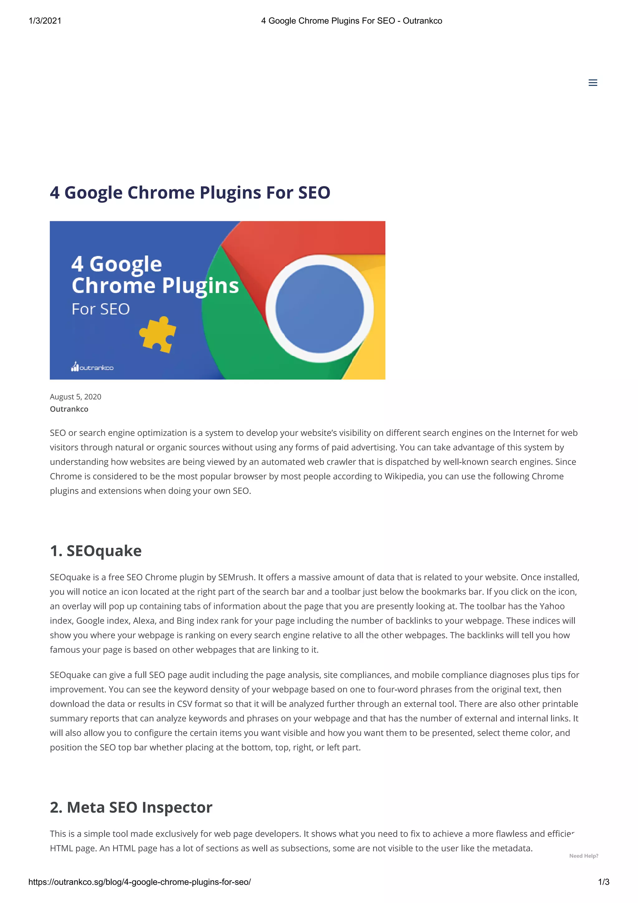 4 google chrome plugins for seo outrankco | PDF
