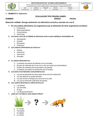 ECOSISTEMAS CADENAS TROFICAS Y ALIMENTICIAS | PDF