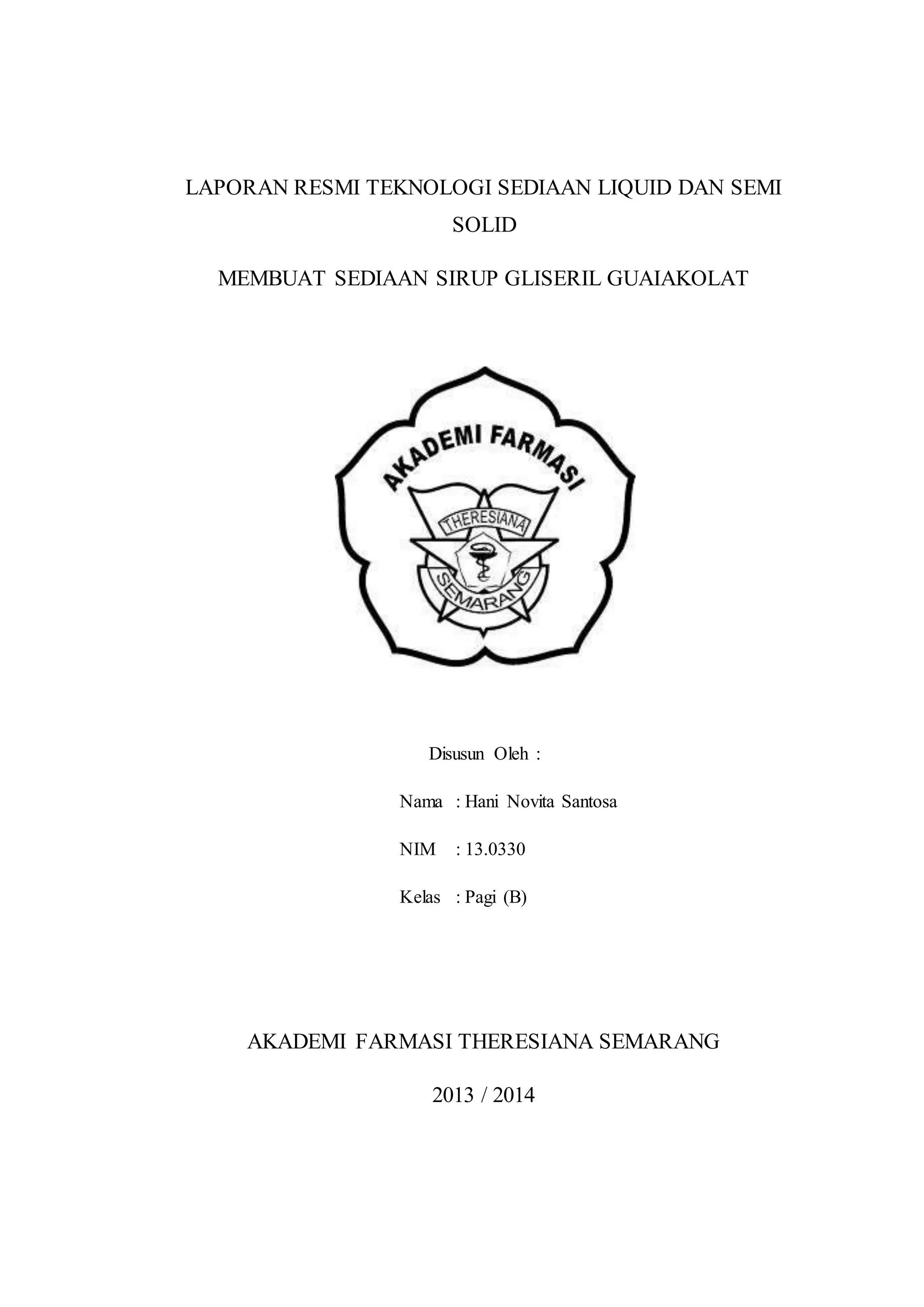 Laporan resmi syrup gg | DOCX