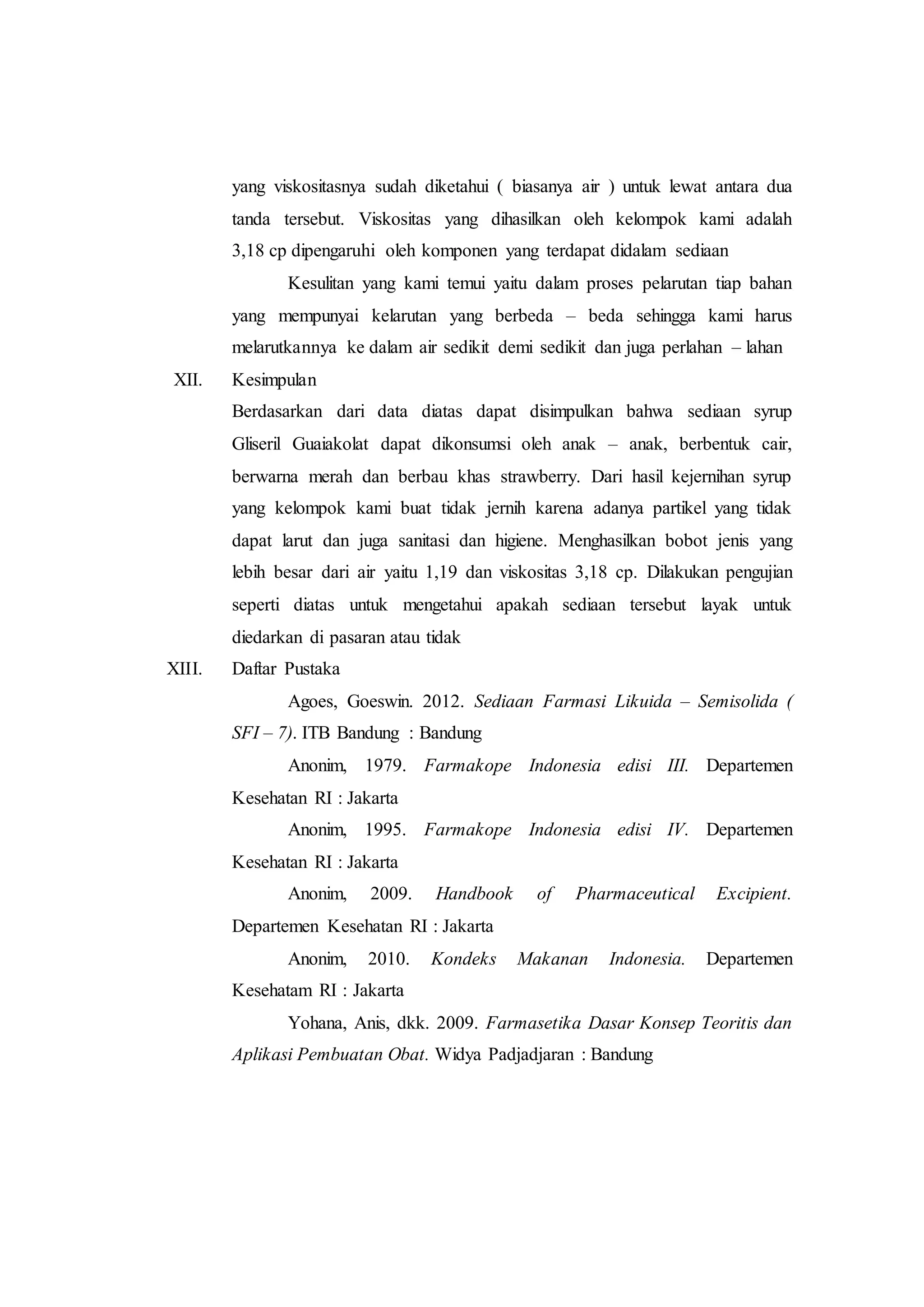 Laporan resmi syrup gg | DOCX