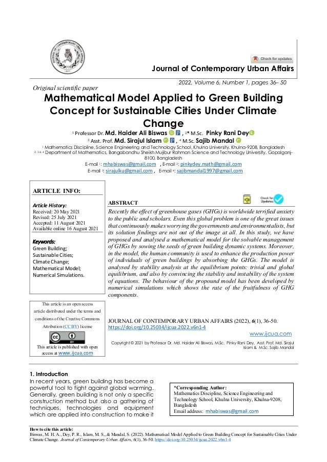 Mathematical Model Applied to Green Building Concept for Sustainable ...